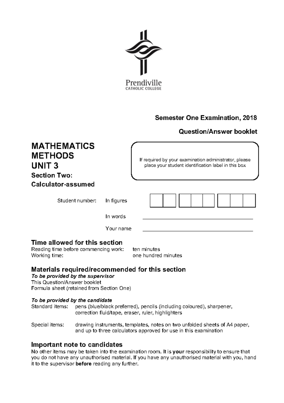 Microsoft Word - 12MM Semester 1 Exam 2018 (Caluclator ...