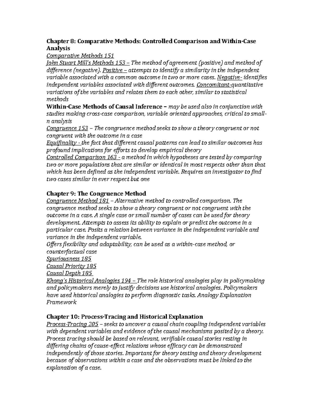 Notes prepared for class - Chapter 8: Comparative Methods: Controlled ...
