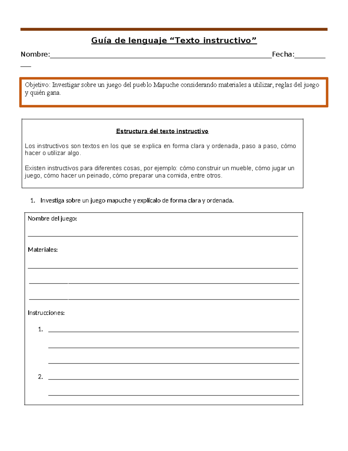 Escrirbir texto instructivo - Guía de lenguaje “Texto instructivo ...