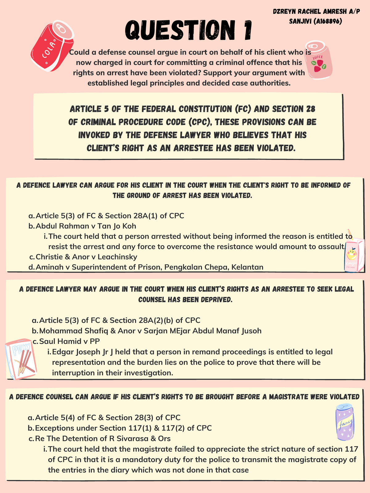 MIND MAP (CPC Tutor) - QUESTION 1 Could a defense counsel argue in ...