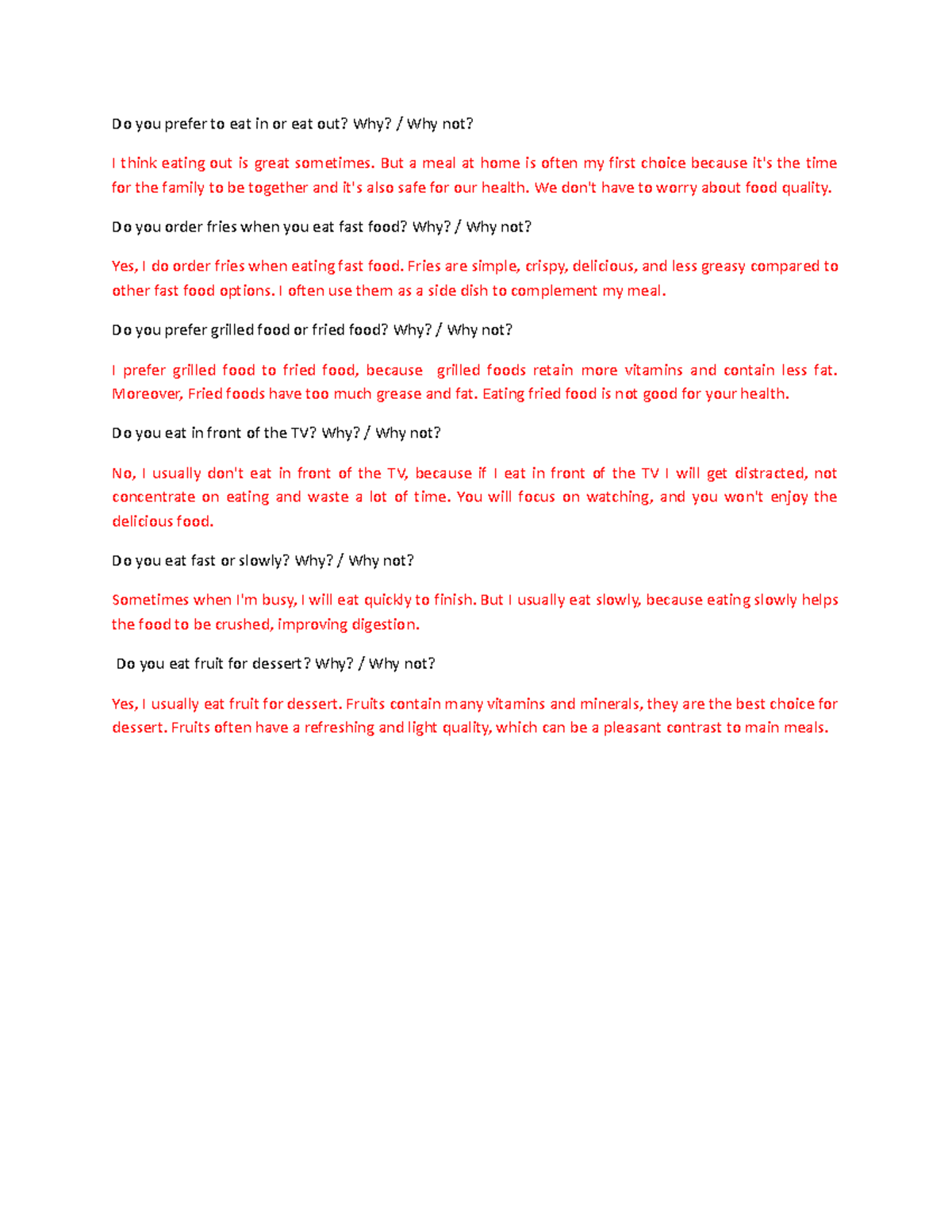 Do you prefer to eat in or eat out - But a meal at home is often my ...