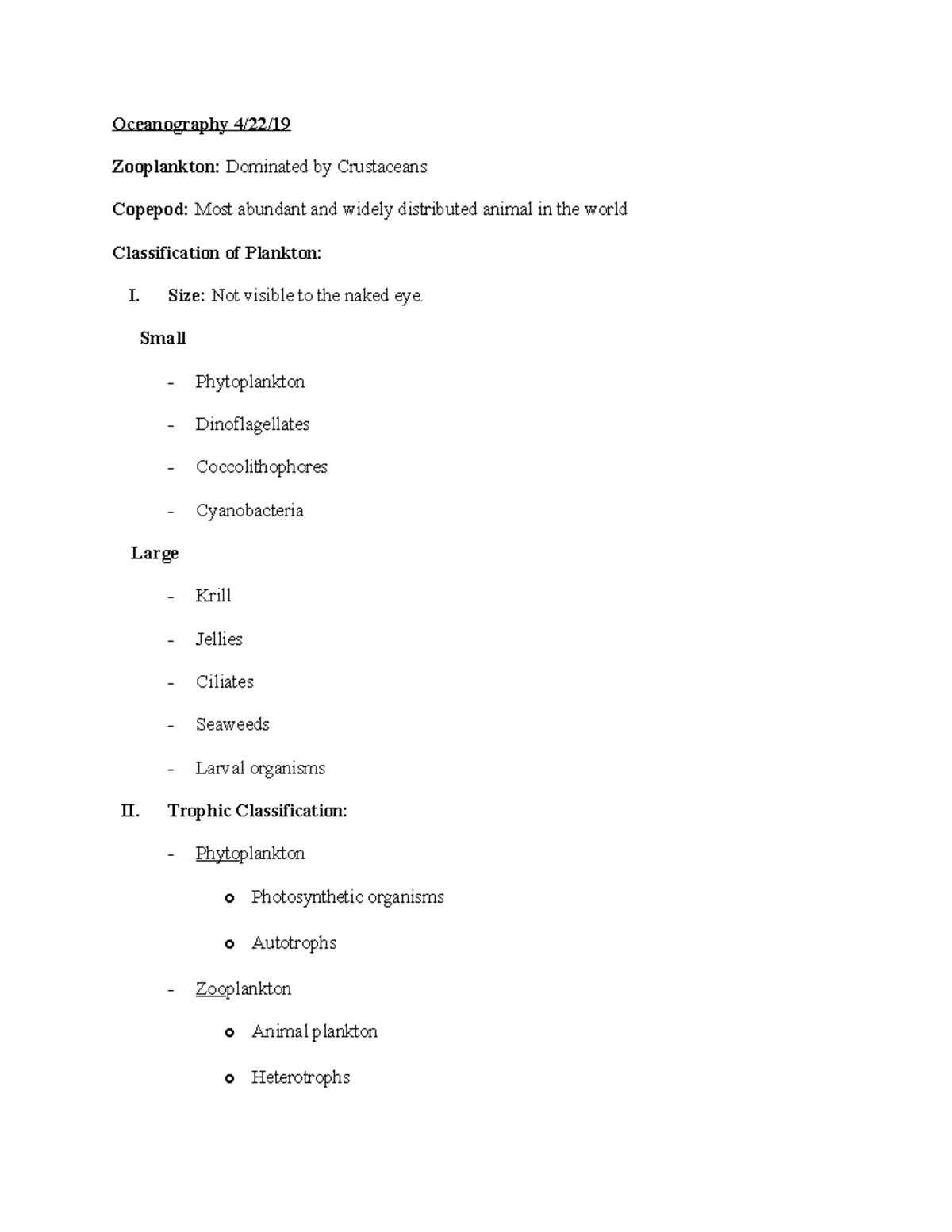 Oceanography 42219 - Lecture notes exam 3 - Oceanography 4/22 ...