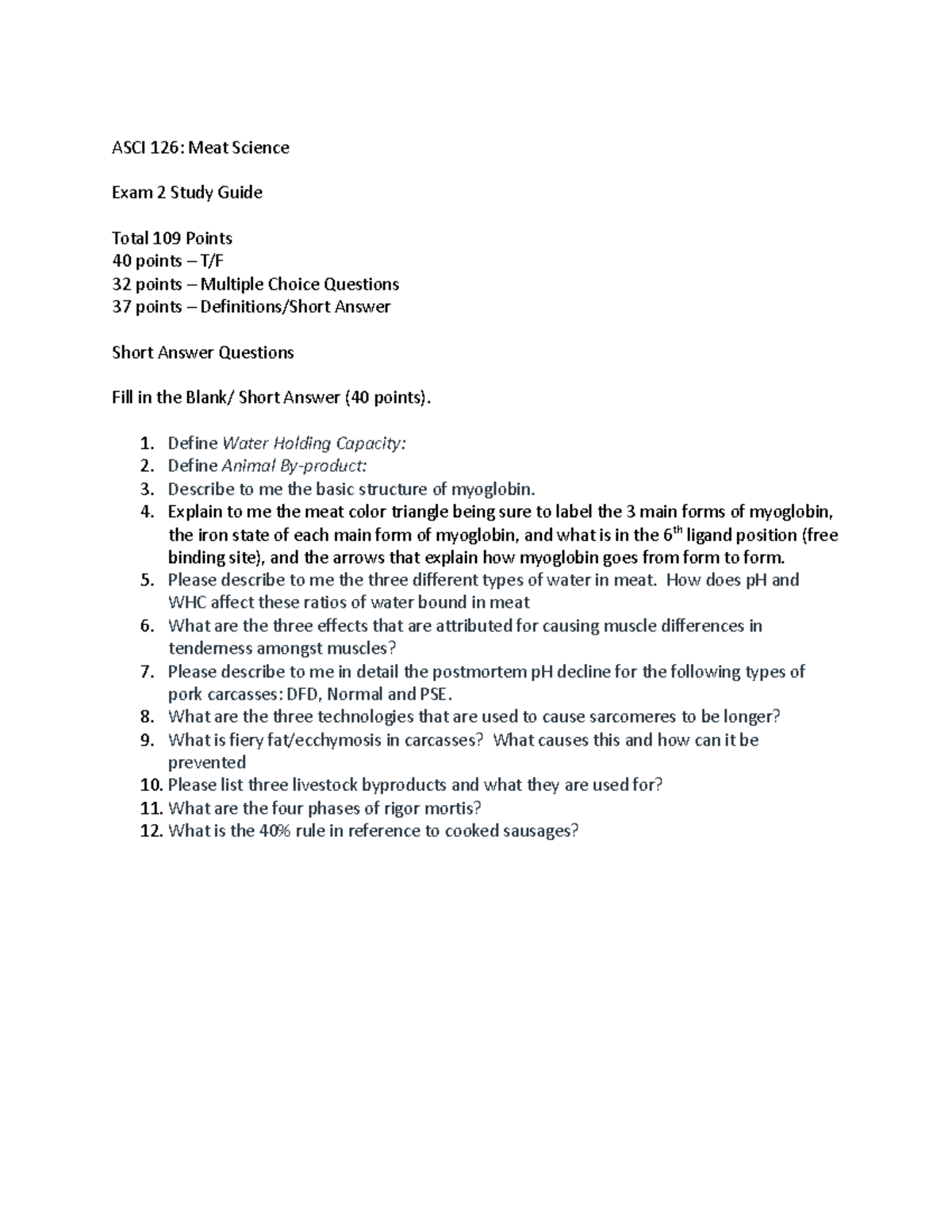 ASCI 126 Spring 2020 Exam 2 Study Guide - ASCI 126 - COS - Studocu