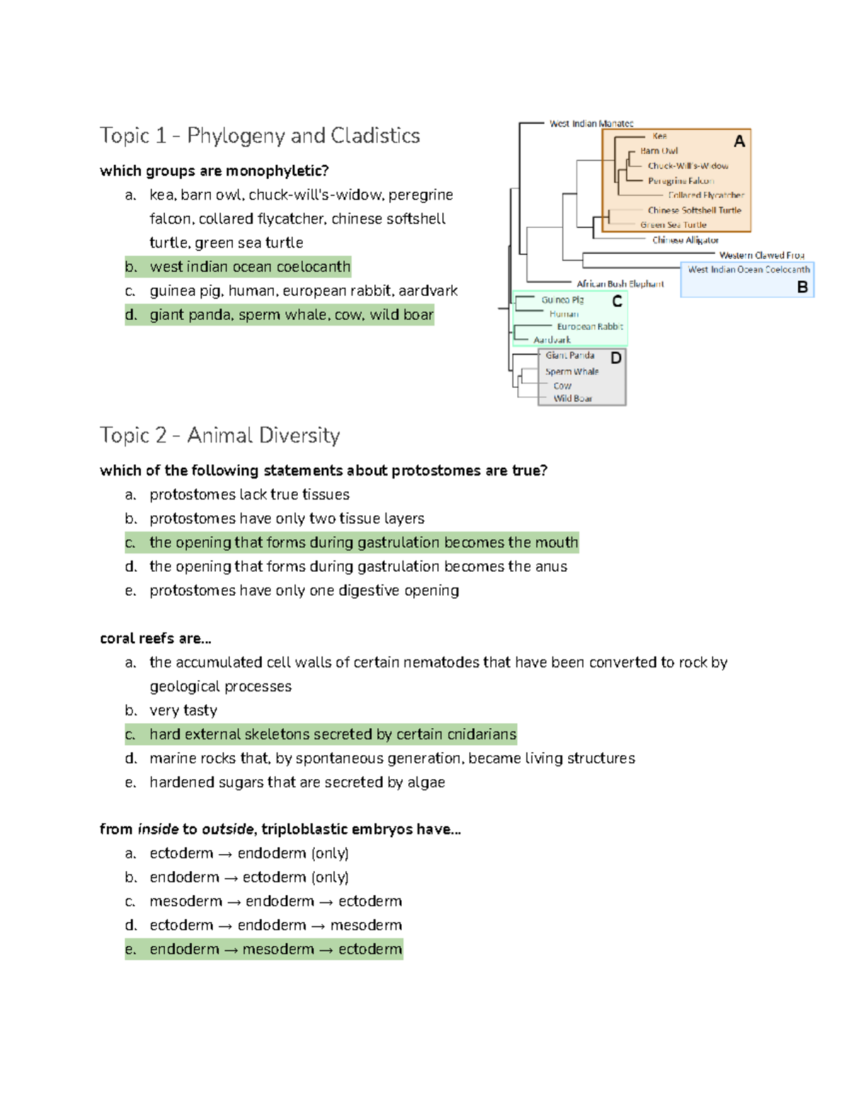 BIOL1030 Study Guide - Quizzes + i Clicker - Topic 1 - Phylogeny and ...