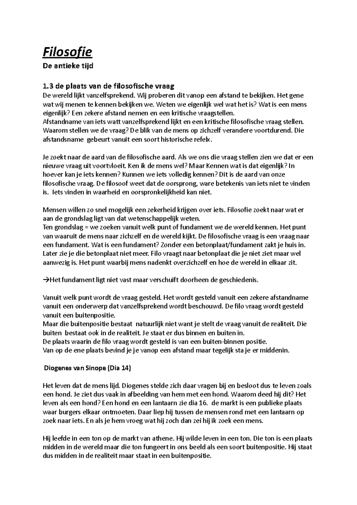 Filosofie anrieke tijd - Filosofie De antieke tijd 1 de plaats van de ...