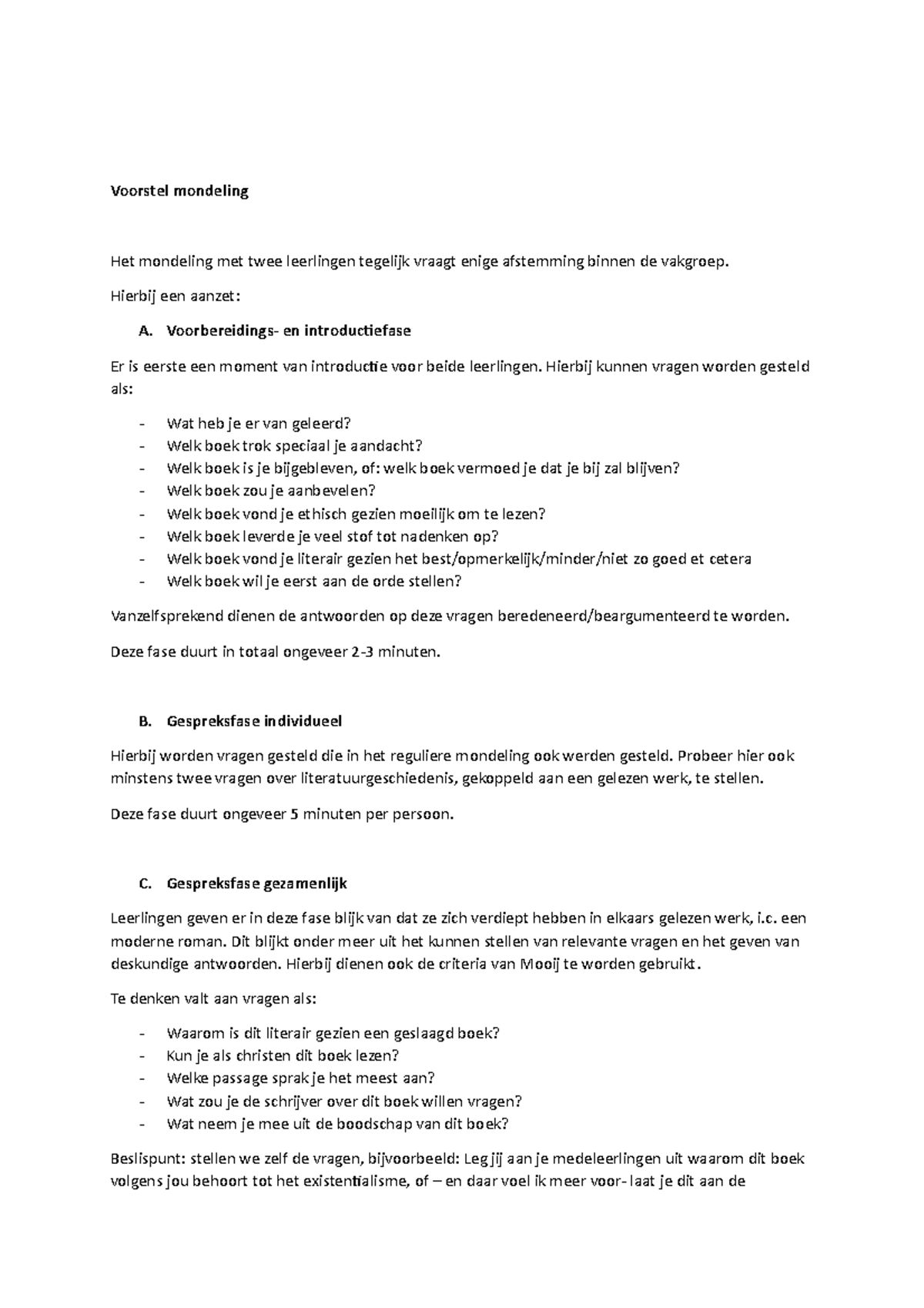 Mondeling - Voorstel mondeling Het mondeling met twee leerlingen ...