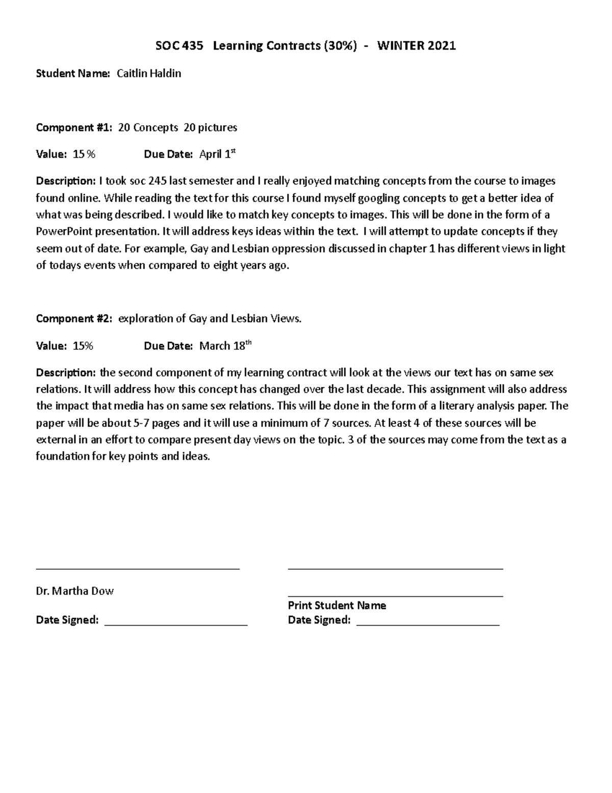 Learning Contracts Template - SOC 435 Learning Contracts (30%) - WINTER ...