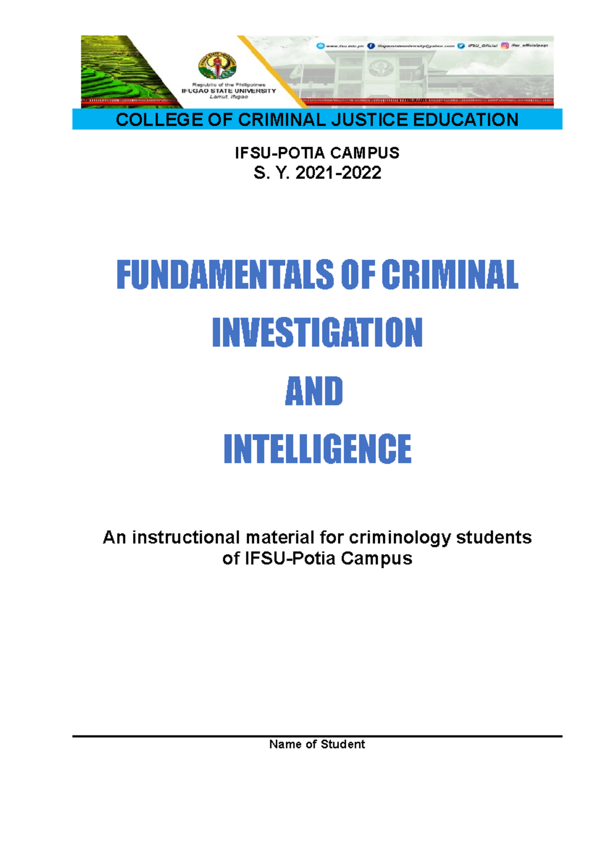 Notes IN CDI 211 - sasasasas - COLLEGE OF CRIMINAL JUSTICE EDUCATION ...