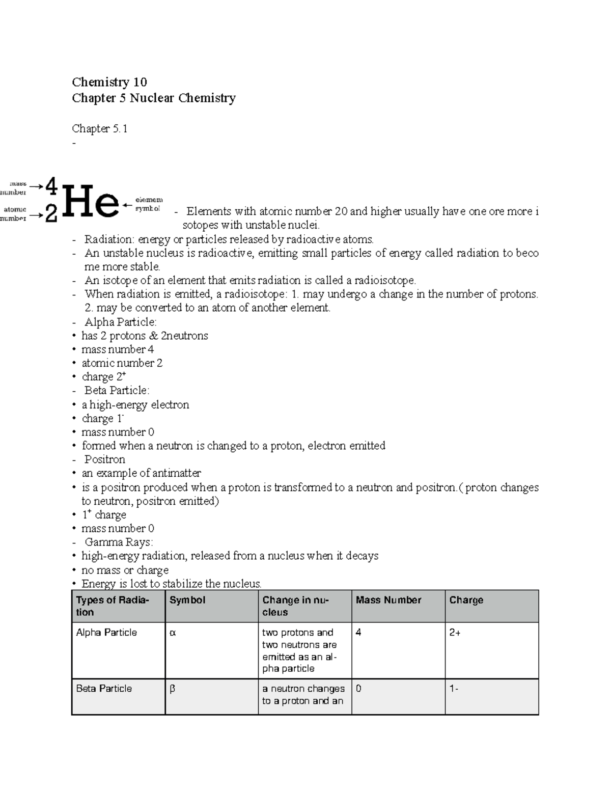 Chem 10 Ch 5 review - Chemistry 10 Chapter 5 Nuclear Chemistry Chapter ...