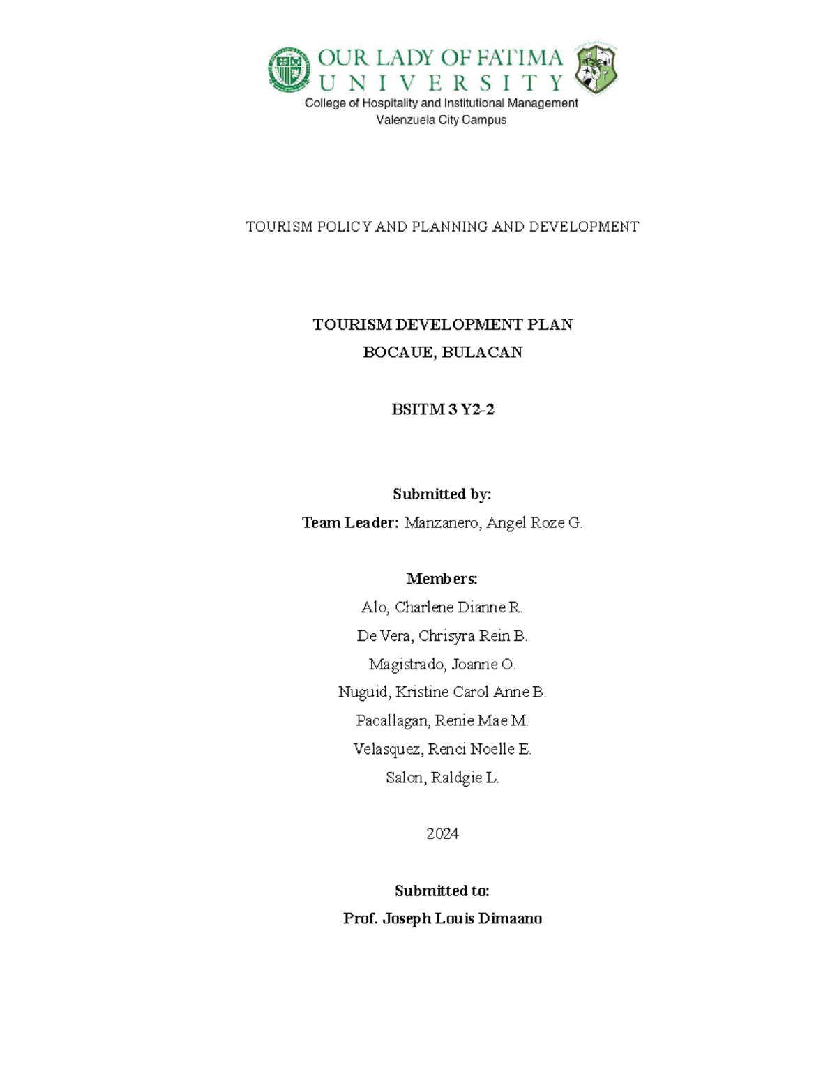 TPPD Manuscript - TOURISM POLICY AND PLANNING AND DEVELOPMENT TOURISM ...