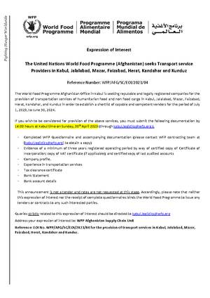 Technical Specifications, Work Plan & Drawings - ####### TECHNICAL ...