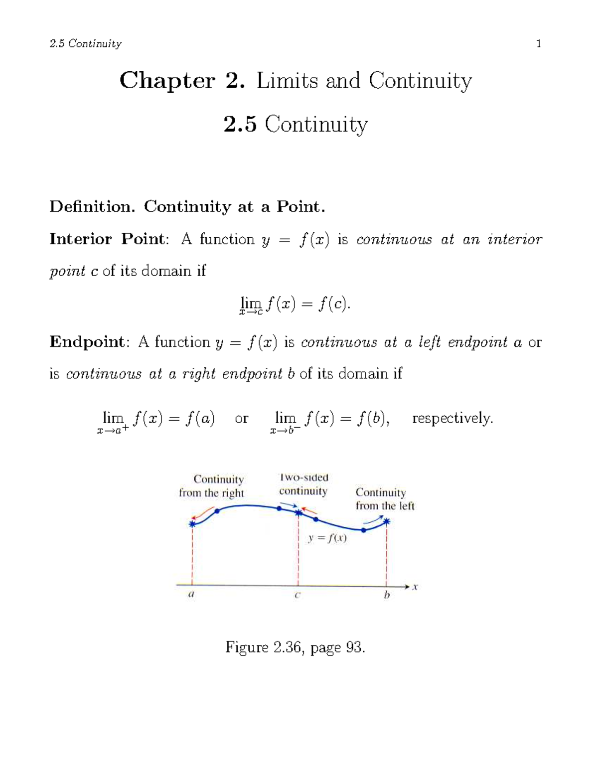 C2s5 - Section 2.5: Continuity. PDF. - Chapter 2. Limits and Continuity 2 Continuity Definition ...