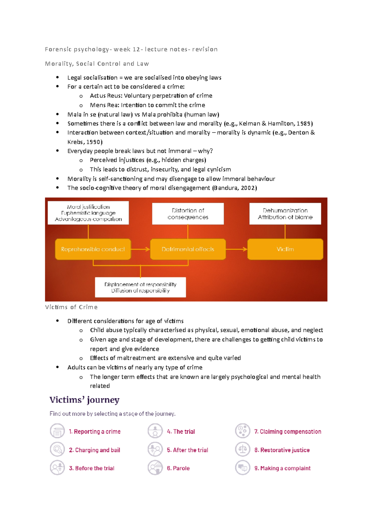 Forensic psychology- w12 lecture notes-revision lecture - Forensic ...