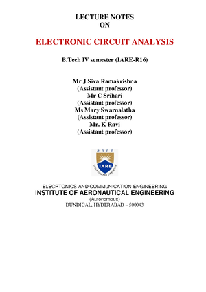 Electronic circuit analysis lecture notes 2018-2019 - ELECTRONIC ...