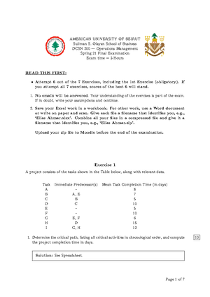 Dcsn Previous - exam - I. Company A is following a POQ model where the ...