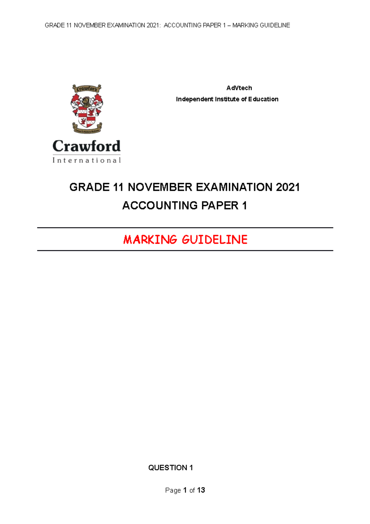 11 Nov 2021 P1 MG Final - memo past paper - AdVtech Independent ...