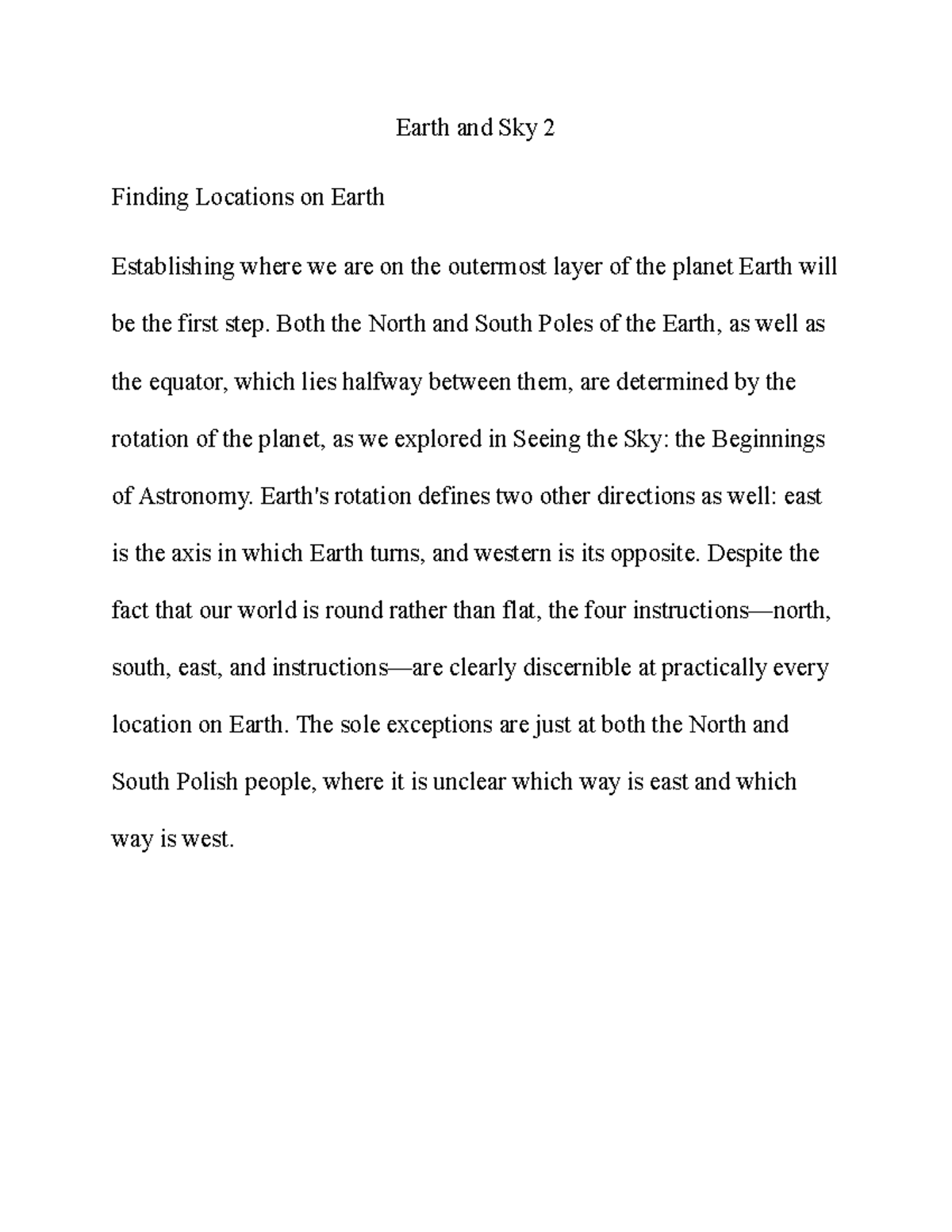 Earth and Sky 2 - Material course - Earth and Sky 2 Finding Locations ...