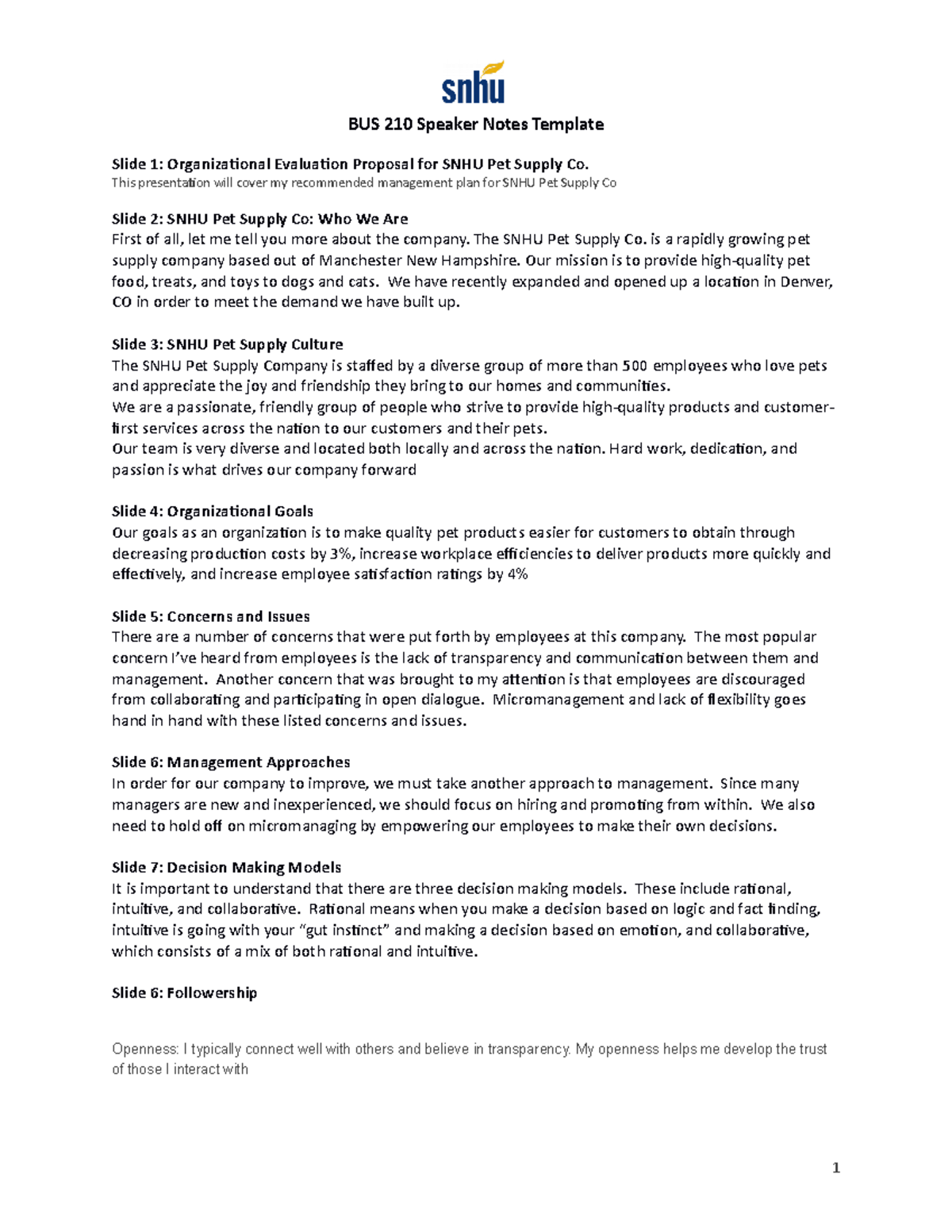 BUS 210 Speaker Notes Template - BUS 210 Speaker Notes Template Slide 1 ...
