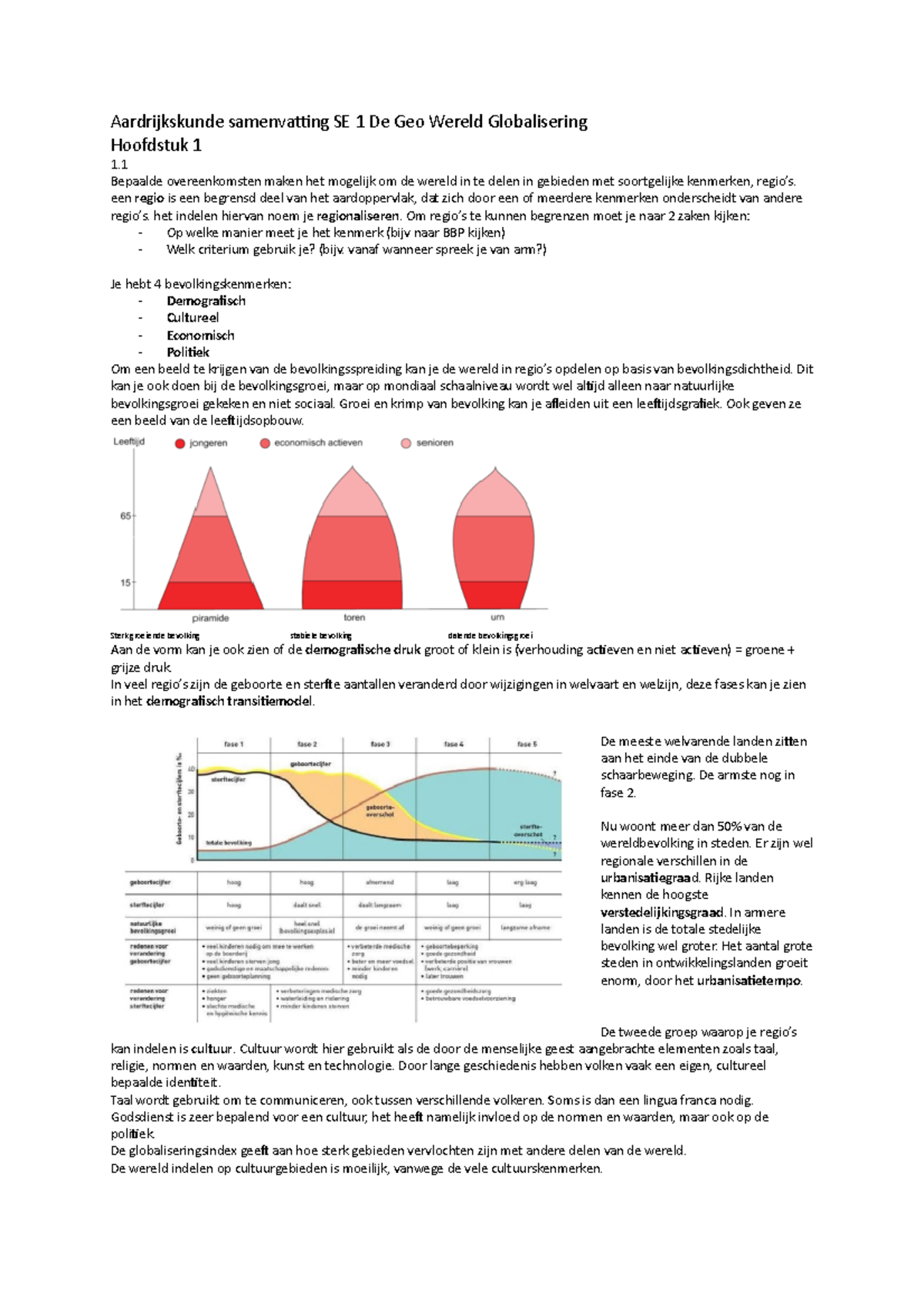 Aardrijkskunde samenvatting SE 1 De Geo Wereld Globalisering - Aardrijkskunde samenvatting SE 1 ...