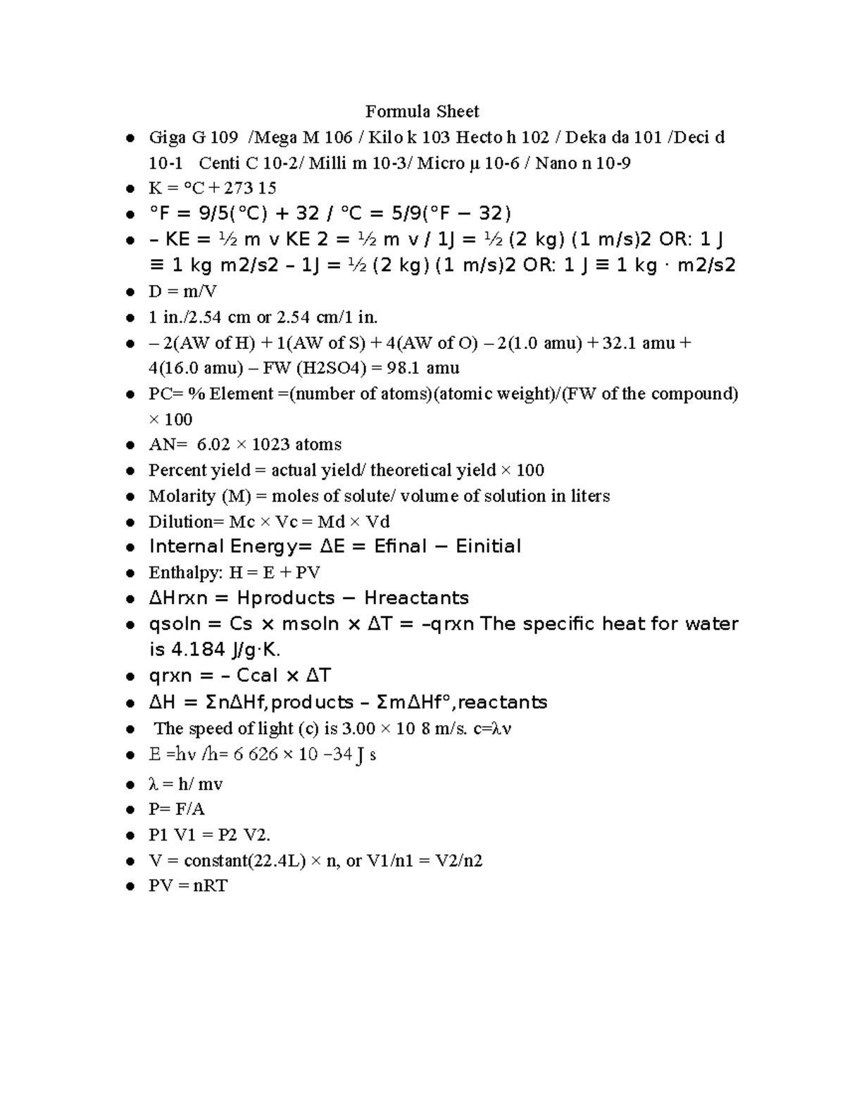 Formula Sheet - Assignment/coursework - Formula Sheet Giga G 109 /Mega ...