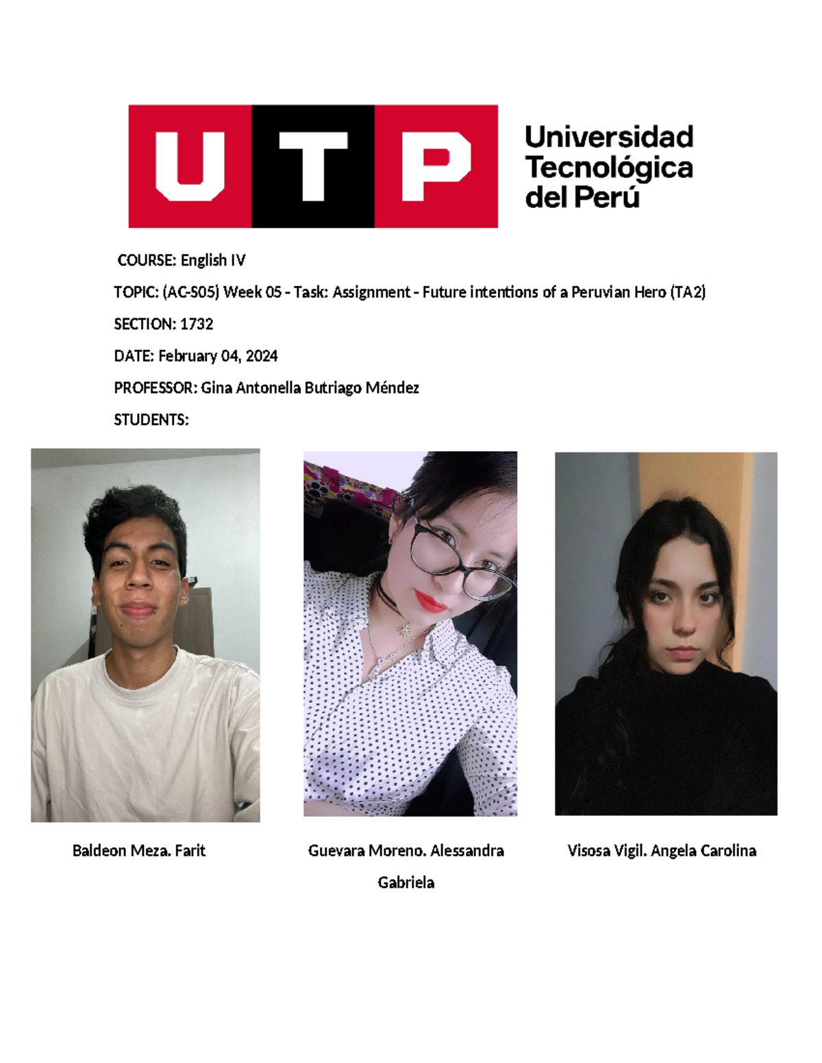 Week-4 Visosa Angela Guevara Alessandra Baldeon Farit - COURSE: English IV TOPIC: (AC-S05) Week ...