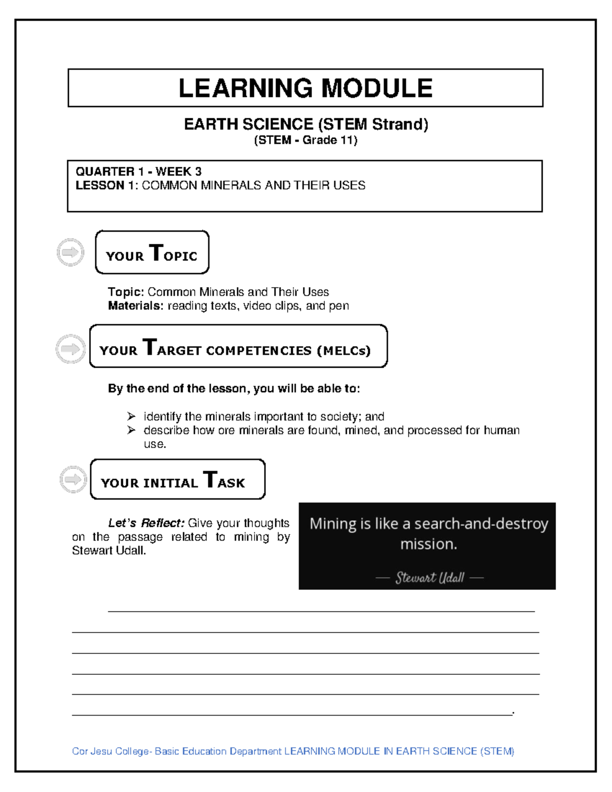 Earth Sci Week 3-Lesson 1 - EARTH SCIENCE (STEM Strand) (STEM - Grade ...