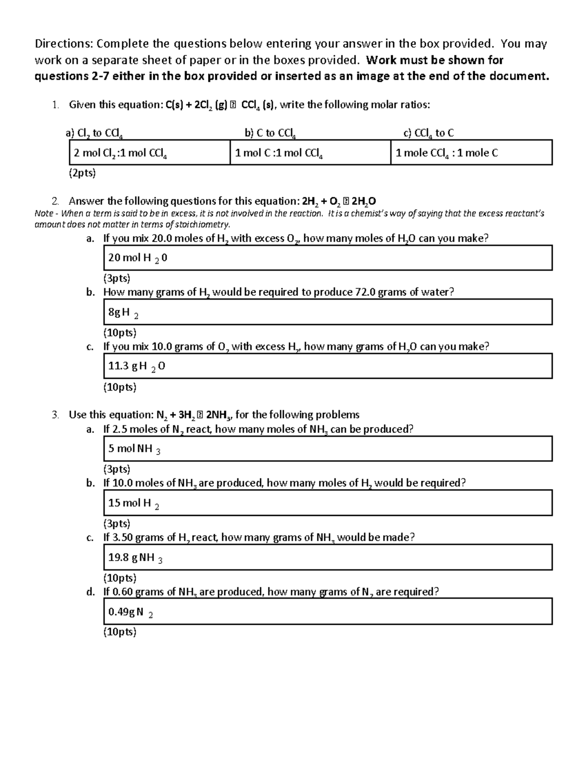 Mole Ratio Summative Tiegan Powell- 4a - CHEM253 - Harvard - Studocu