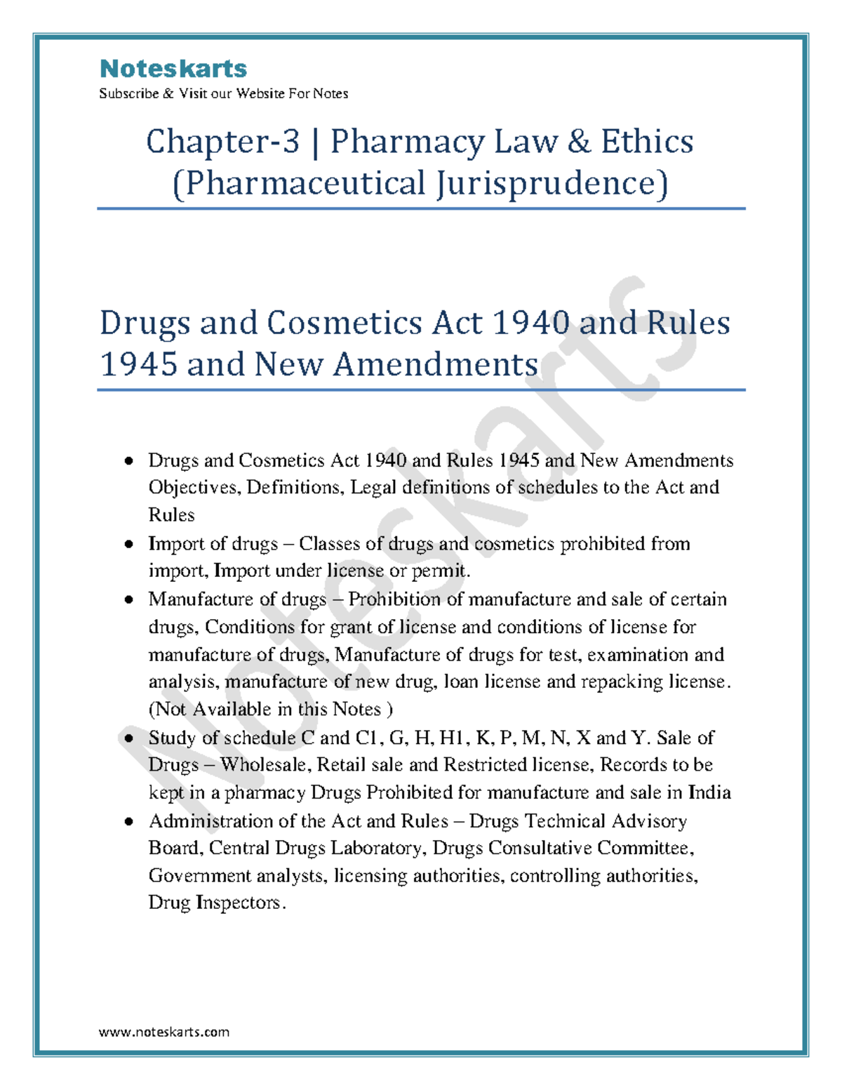 Chapter 3 Drugs and Cosmetics Act 1940 and Rules 1945 and New ...