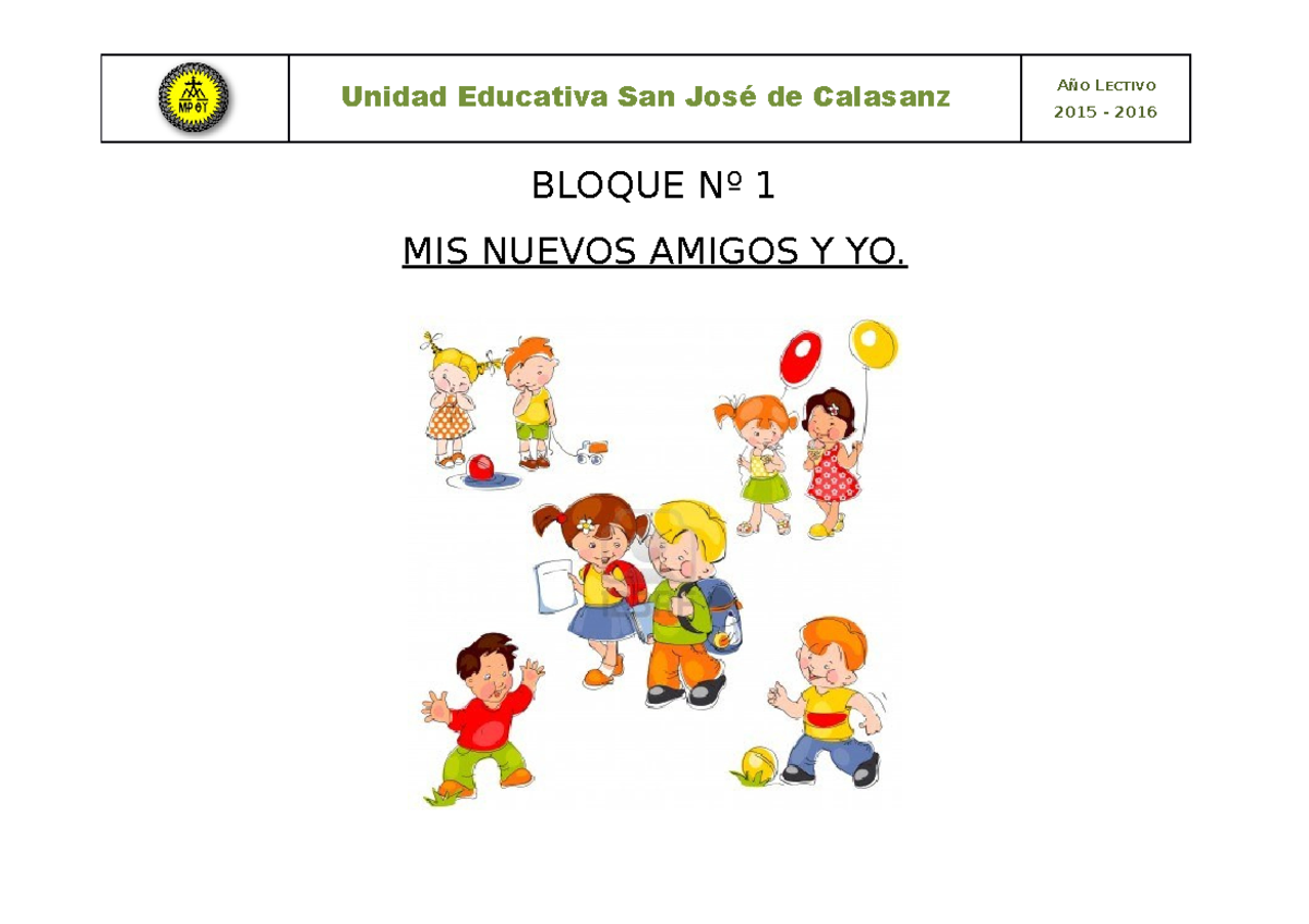 Bloque por DCD 1 Primer Año EGB - 2015 - 2016 BLOQUE Nº 1 MIS NUEVOS ...