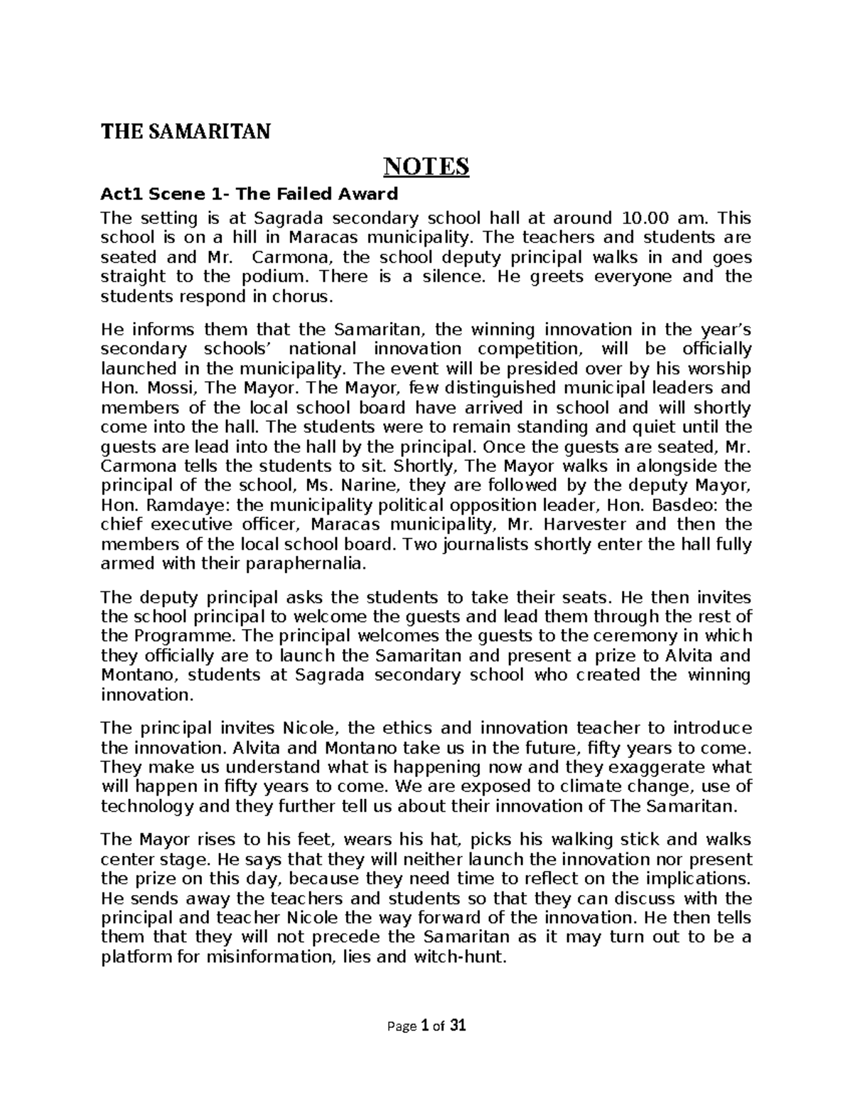 THE Samaritan -PP3 appr - THE SAMARITAN NOTES Act1 Scene 1- The Failed ...