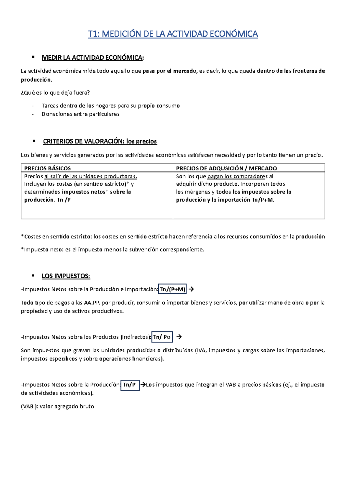 T1. Medición de la actividad económica imprimir PDF - T1: MEDICIÓN DE ...