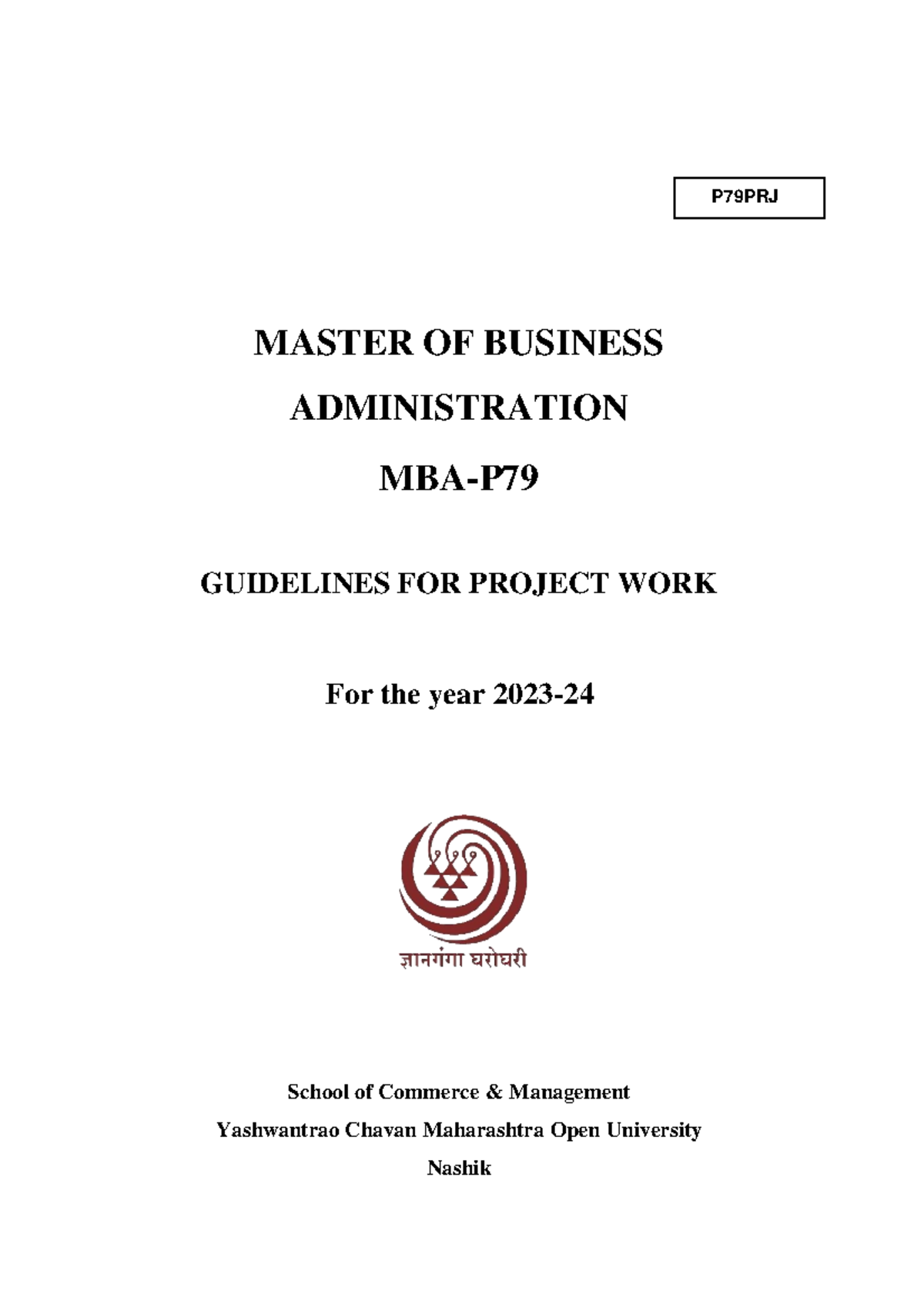 MBA Project Guidelines 2023-24 - MASTER OF BUSINESS ADMINISTRATION MBA ...