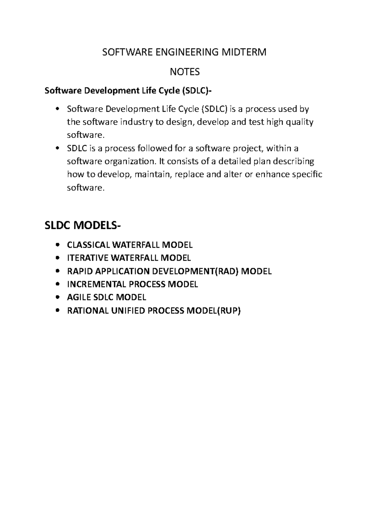 Software Engineering Harsh - SOFTWARE ENGINEERING MIDTERM NOTES ...
