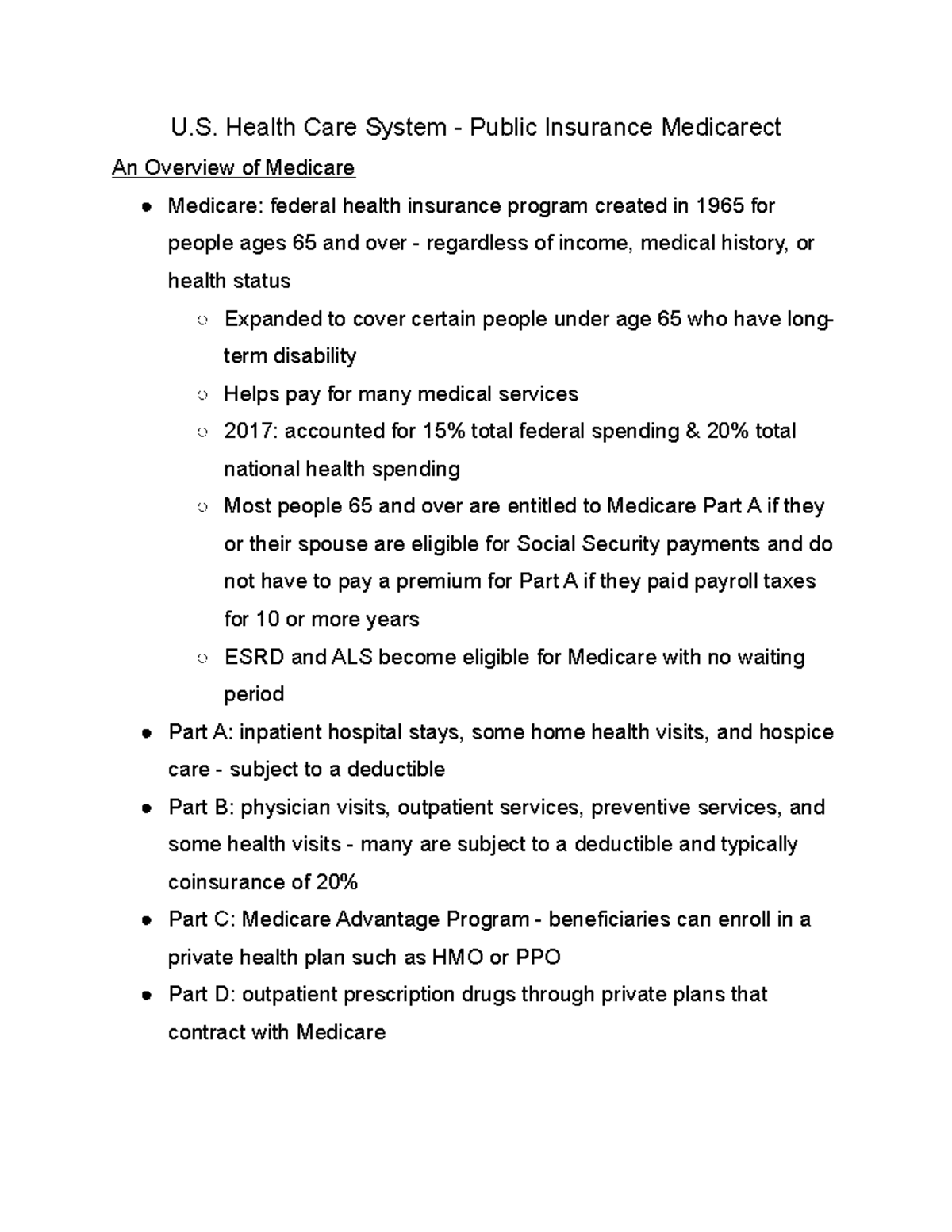 Module 8 - U. Health Care System - Public Insurance Medicarect An ...