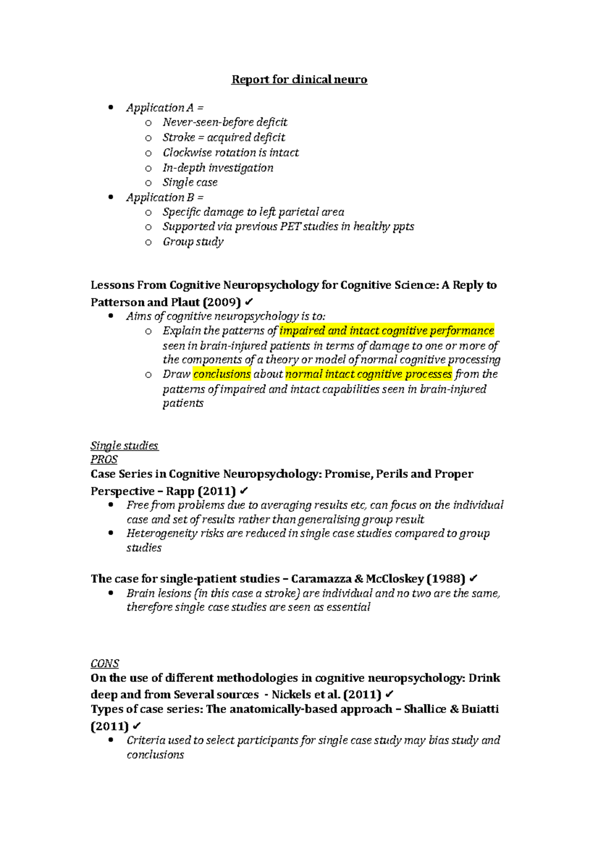 Clinical neuropsychological exams notes - Report for clinical neuro ...