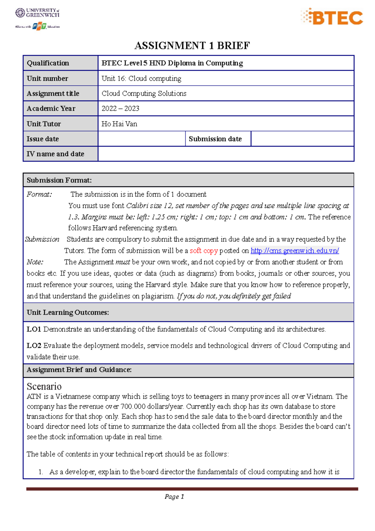 Asm Vân - Assignment 1 CLoud Computing - Studocu