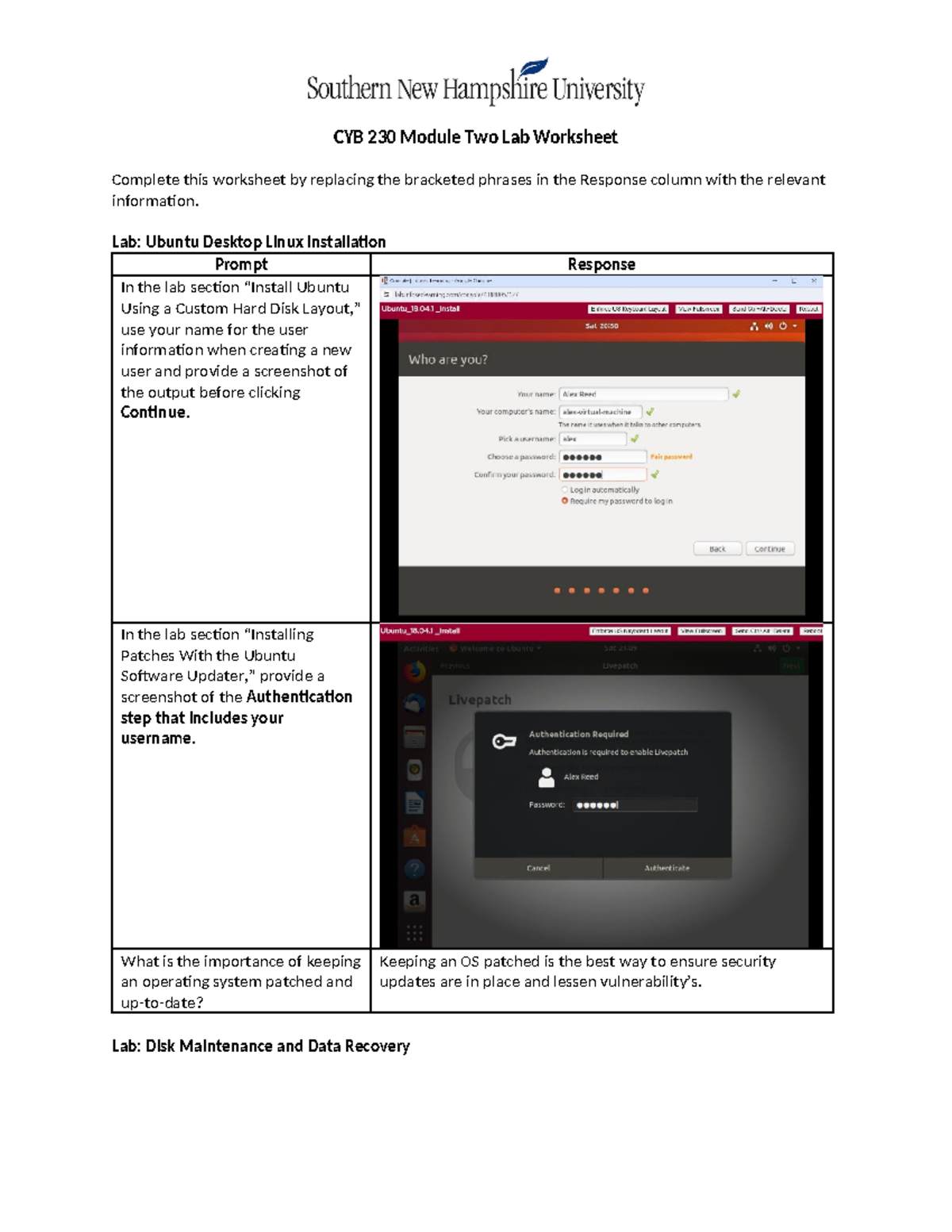 CYB 230 Module Two Lab Worksheet - CYB 230 Module Two Lab Worksheet ...