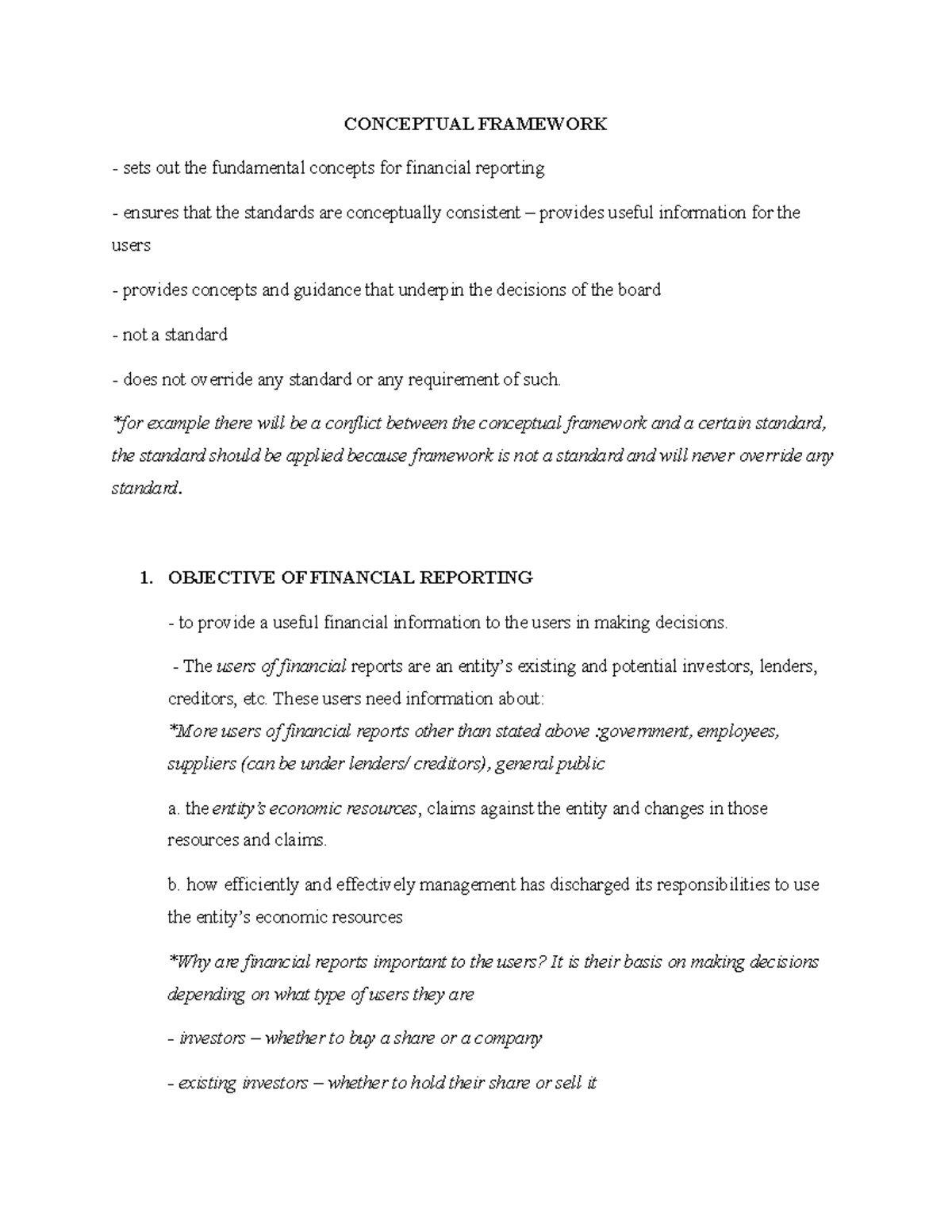 Conceptual Framework Focus Notes Prelim - CONCEPTUAL FRAMEWORK sets out ...