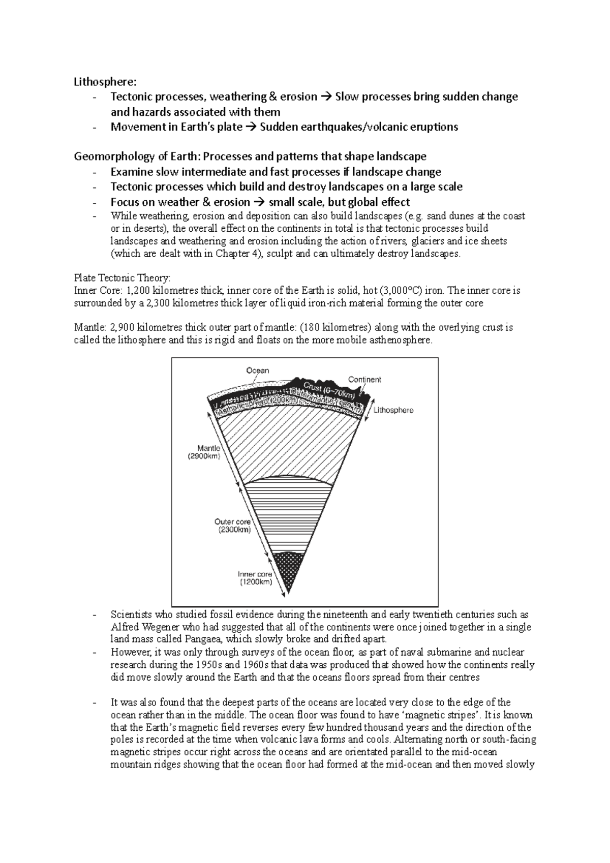 Lithosphere - Lecture notes 4 - Lithosphere: - Tectonic processes ...