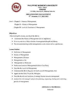 Group-1 - Prof elec 3 - Organizational Management - TSU - Studocu