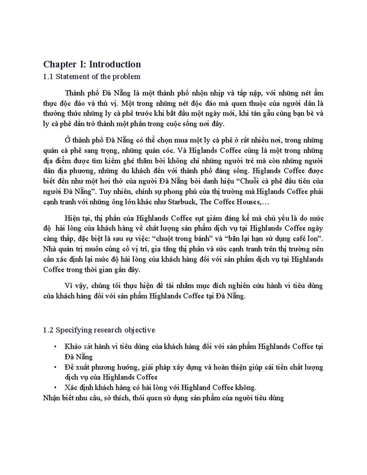 Outline-MR-15 - dasdasdas - Chapter I: Introduction 1 Statement of the problem Thành phố Đà Nẵng ...