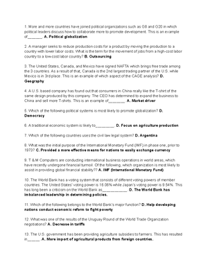 D080 Unit 2 Module 1 Notes - Unit 2: Globalization Module 1: Political ...