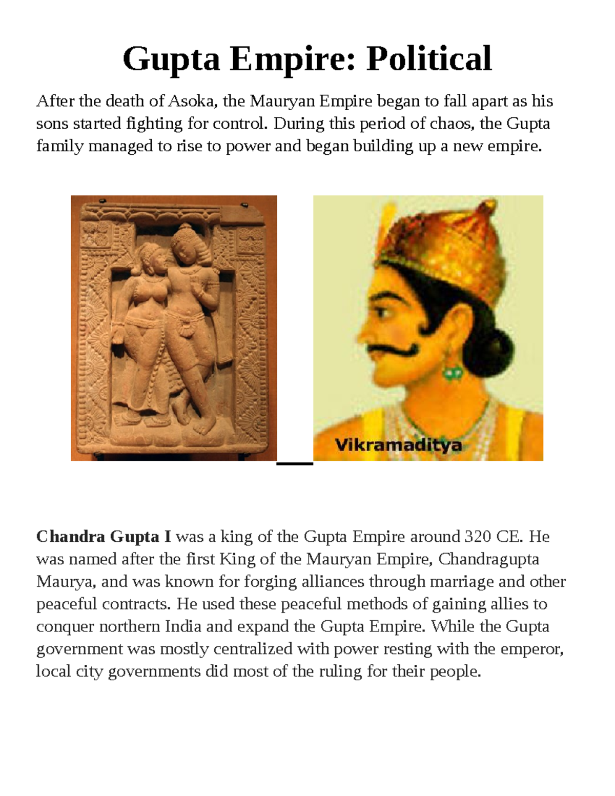 Gupta Empire - notes - Gupta Empire: Political After the death of Asoka ...