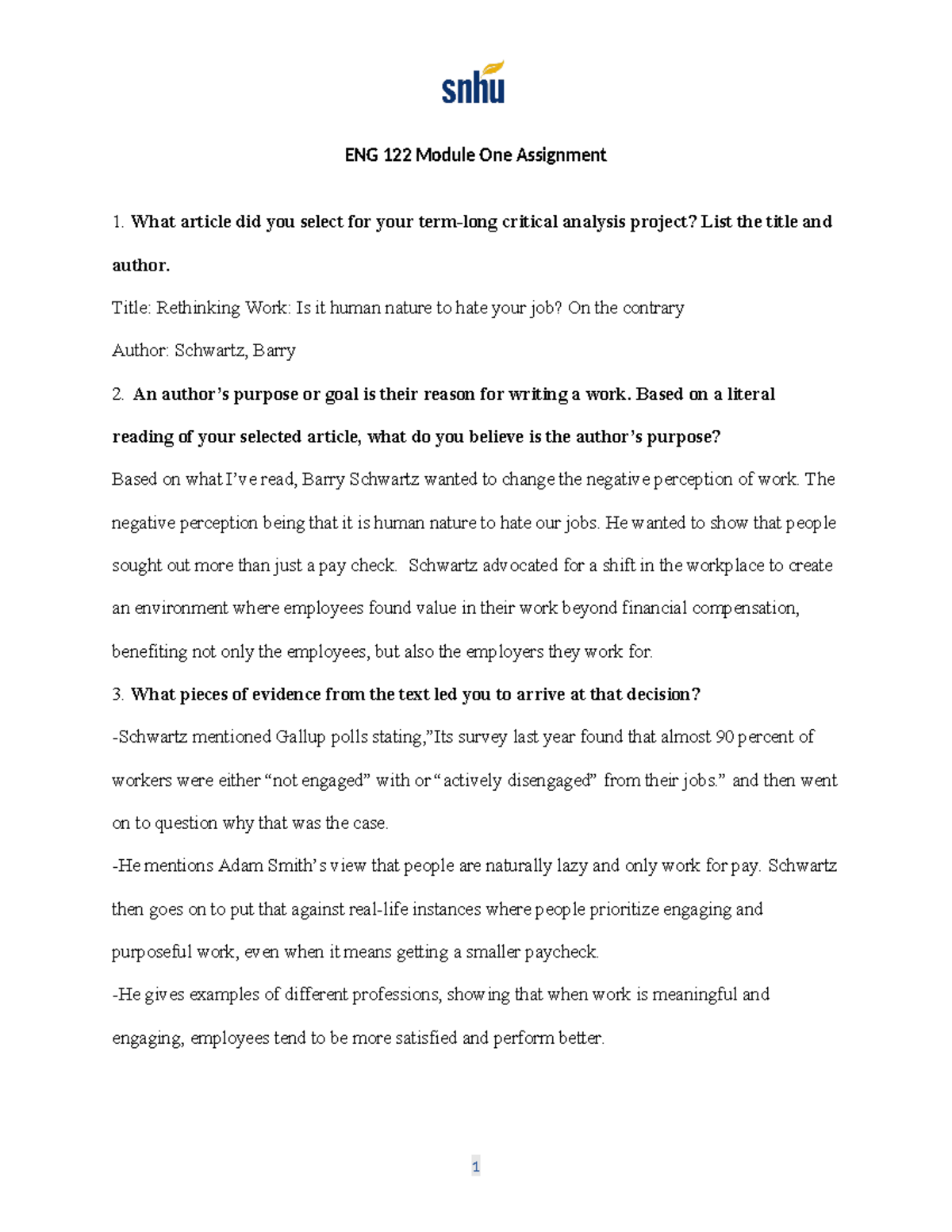 ENG 122 Module One Assignment - ENG 122 Module One Assignment 1. What ...