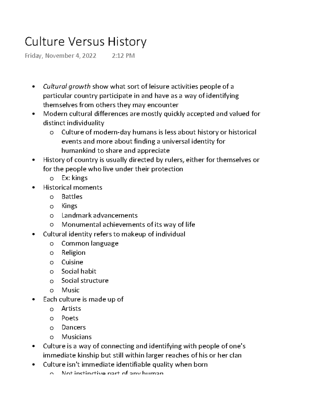 Culture Versus History - Cultural growth show what sort of leisure ...