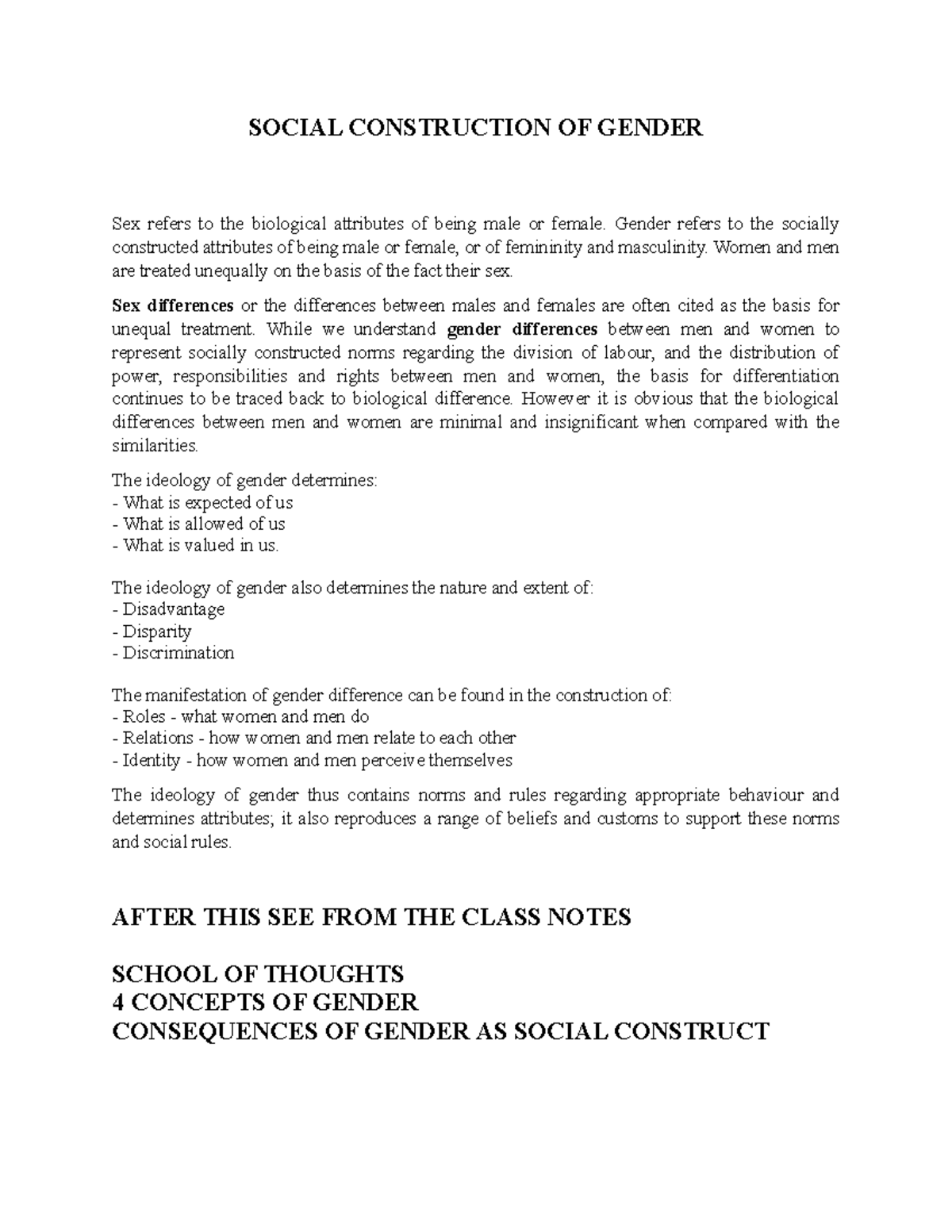 Social Construction OF Gender - SOCIAL CONSTRUCTION OF GENDER Sex ...