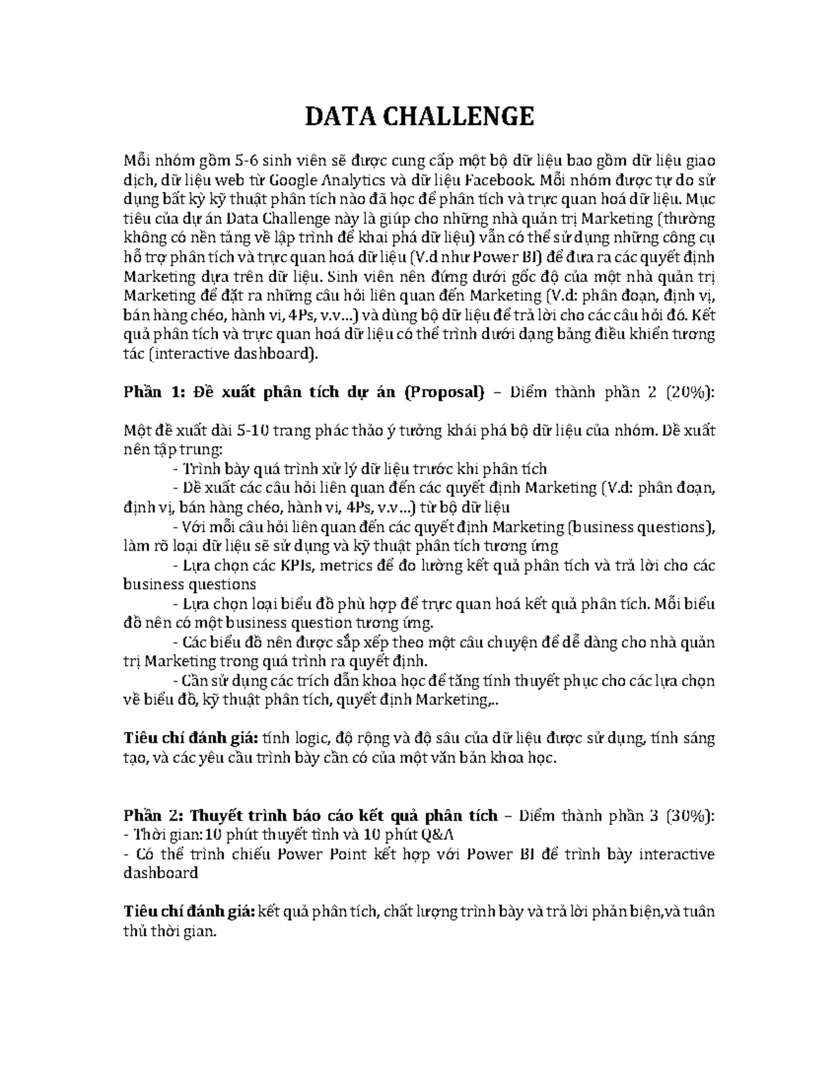 Hướng dẫn Group Project- Data Challenge - DATA CHALLENGE Mỗi nhóm gồm 5 ...