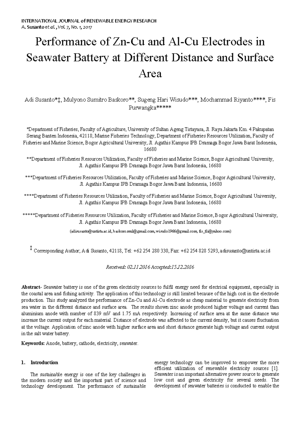 Zinc Copper Electrode Potentials - A. Susanto et al. ,Vol. 7 , No. 1 ...