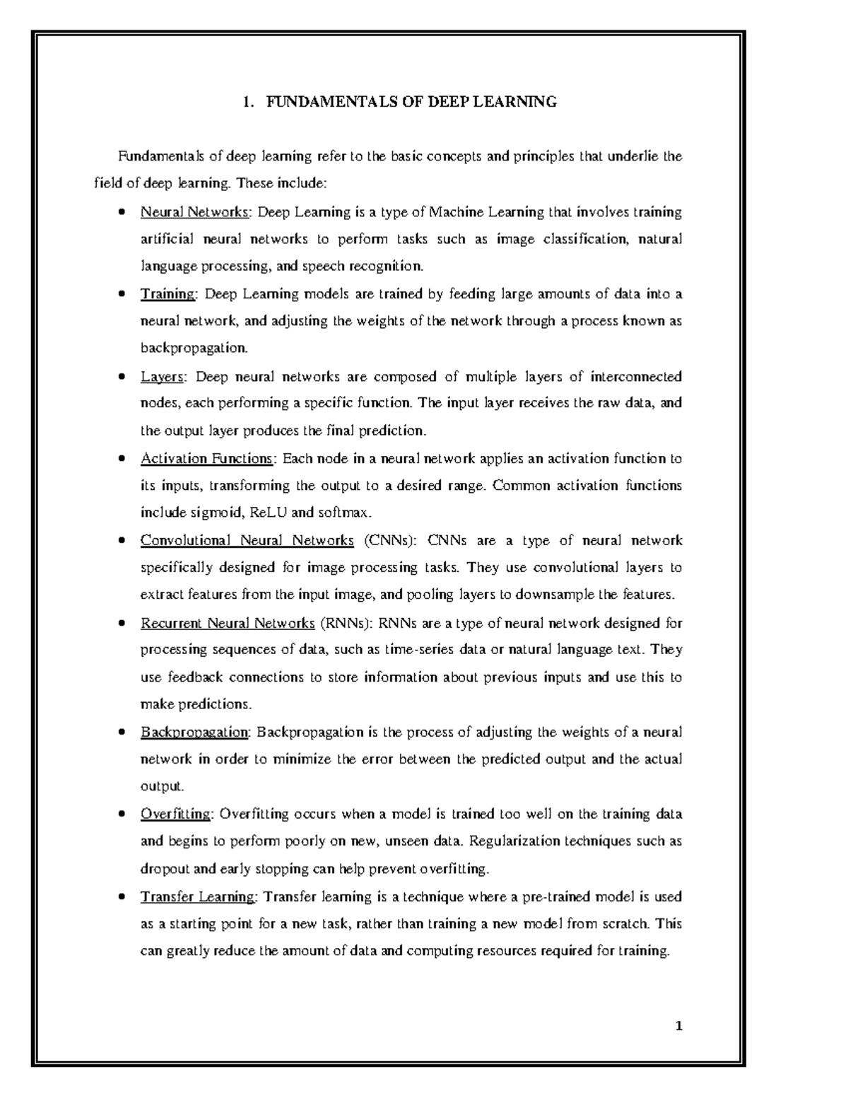 DLT Unit-1-1 - DLT UNIT 1 - 1. FUNDAMENTALS OF DEEP LEARNING ...