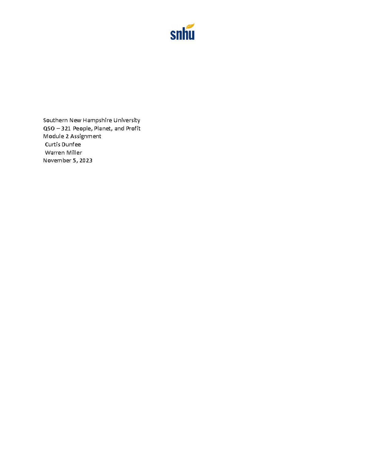 QSO 321 Module Two Assignment Template - Southern New Hampshire ...